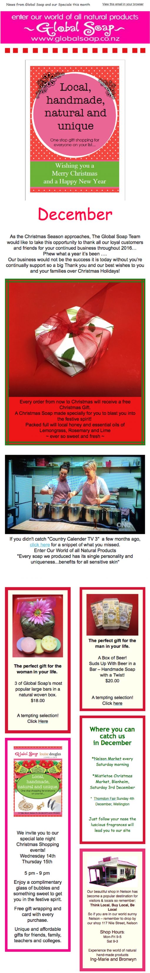 December 2016 Newsletter - Global Soap